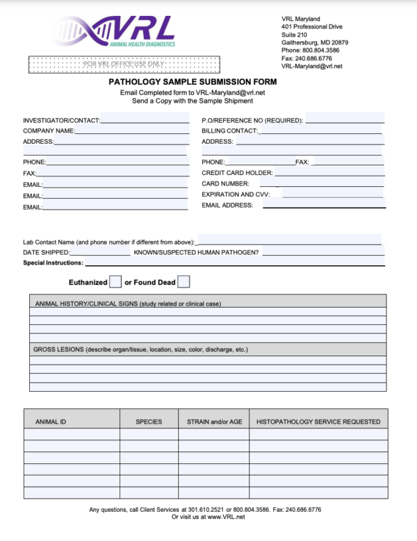 Printable Submission Forms - VRL Diagnostics